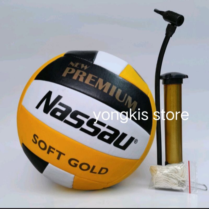 Jual bola voli nassau new premium soft gold jahit empuk | Shopee Indonesia