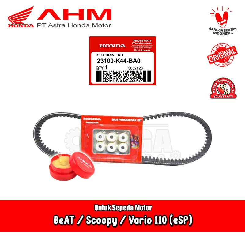 Jual Tali Kipas Belting Komplit Honda BeAT Scoopy Vario 110 Fi eSP Stater Halus Ori AHM 23100 ...