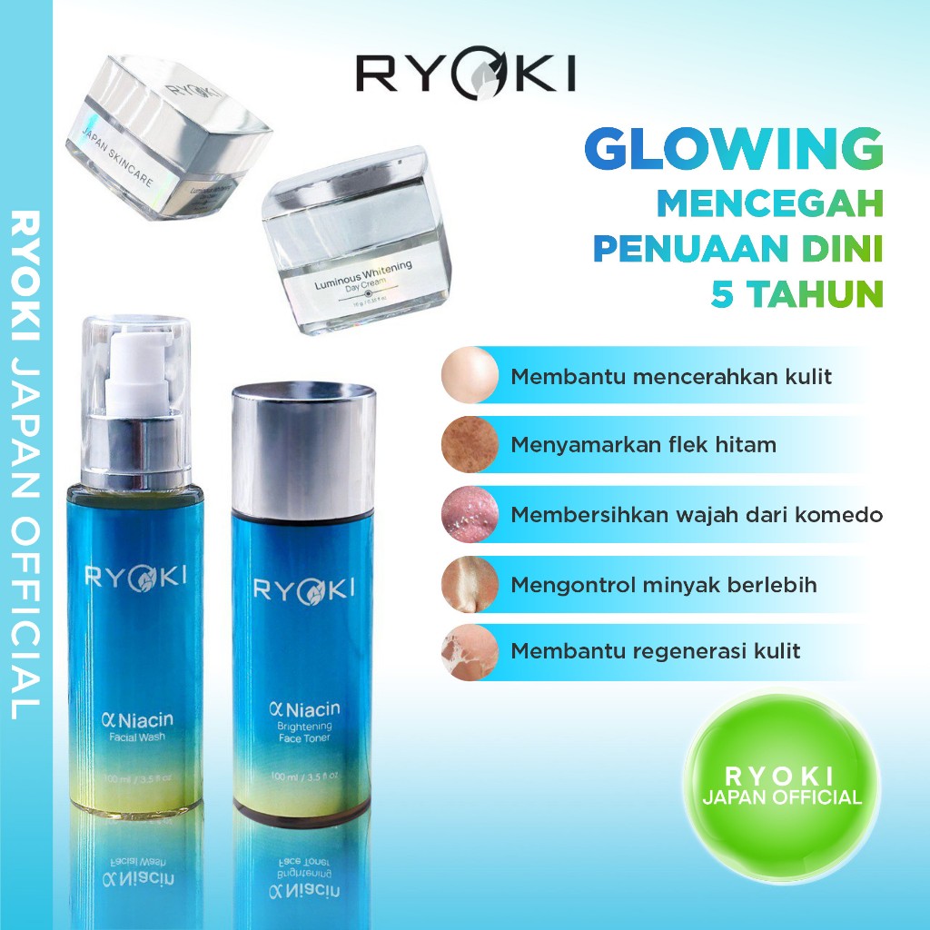 Jual RYOKI 4psc Paket Skincare Pencerah Wajah Face Wash Face Toner Day ...
