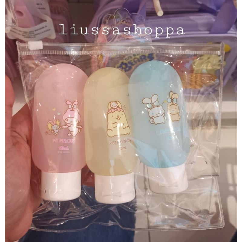 Jual Travel Kit Miniso - Sanrio Characters Shower Bottles (3 pcs ...