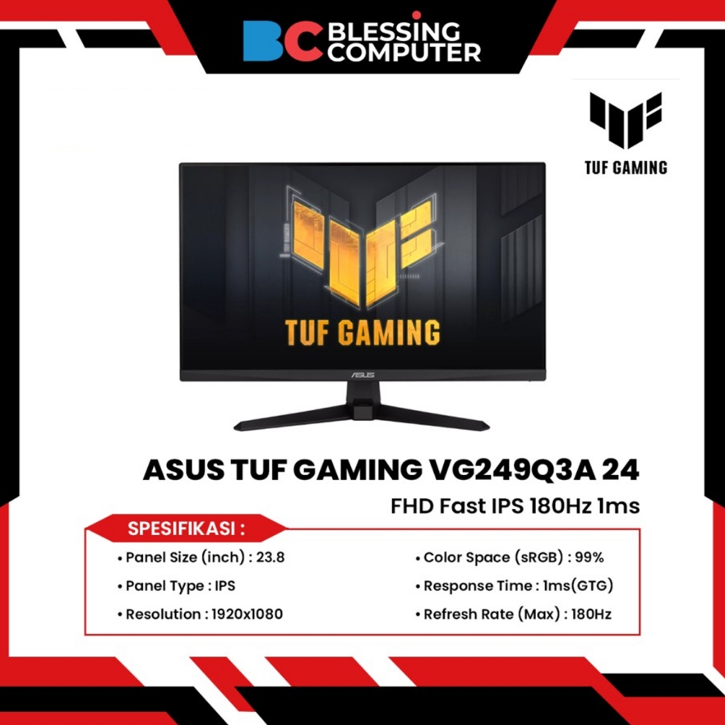 Jual Monitor ASUS TUF GAMING VG249Q3A 24 FHD Fast IPS 180Hz 1ms ...