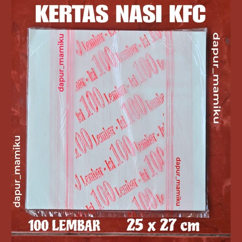 Jual DAPURMAMIKU ( Kertas Nasi Kfc Putih 25x27 ) Paper Rice Kertas Nasi ...