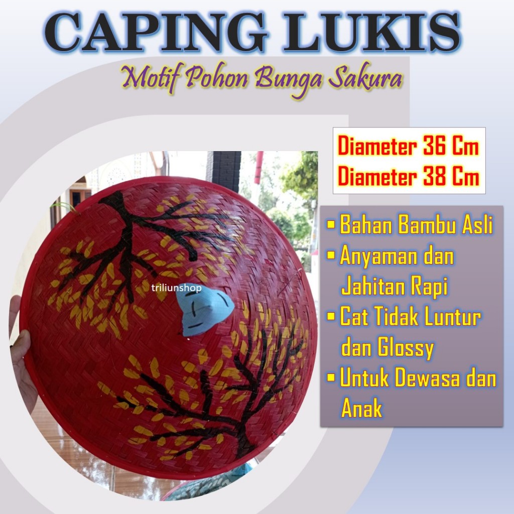 Jual Caping Dewasa dan Anak Anyaman Bambu Lukis Motif Cantik Penutup ...