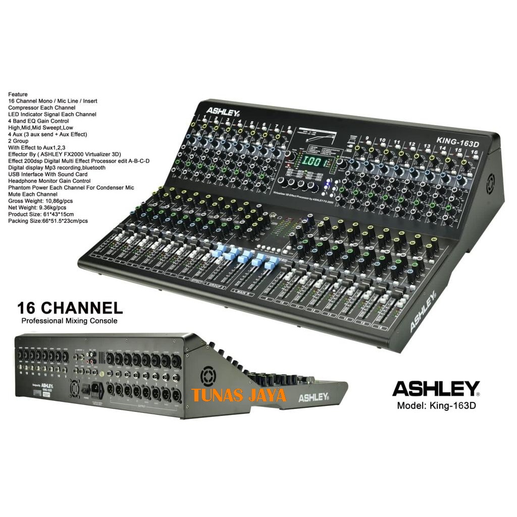 Jual MIXER ASHLEY KING163D KING16 3D KING163 D Effect 200dsp Digital ...