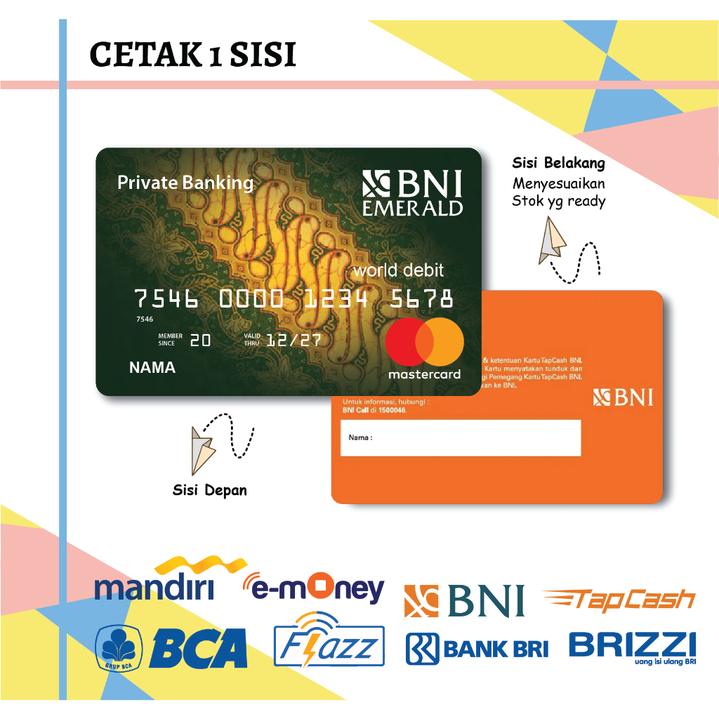Jual KARTU EMONEY E TOLL DESIGN BNI EMERALD DEBIT KREDIT CARD E MONEY ...