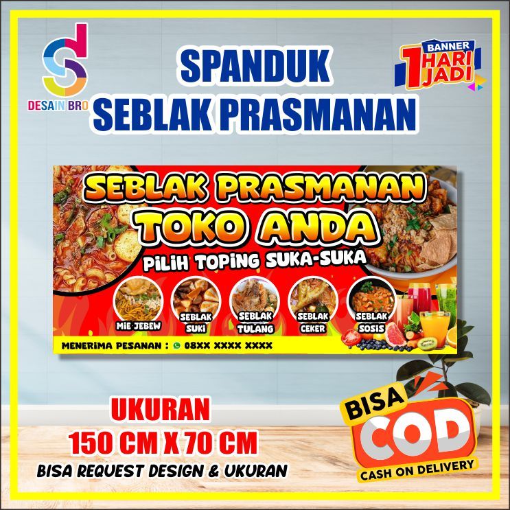 Jual BANNER/SPANDUK SEBLAK PRASMANAN ( BISA CUSTOM ) UKURAN 150X70 CM ...