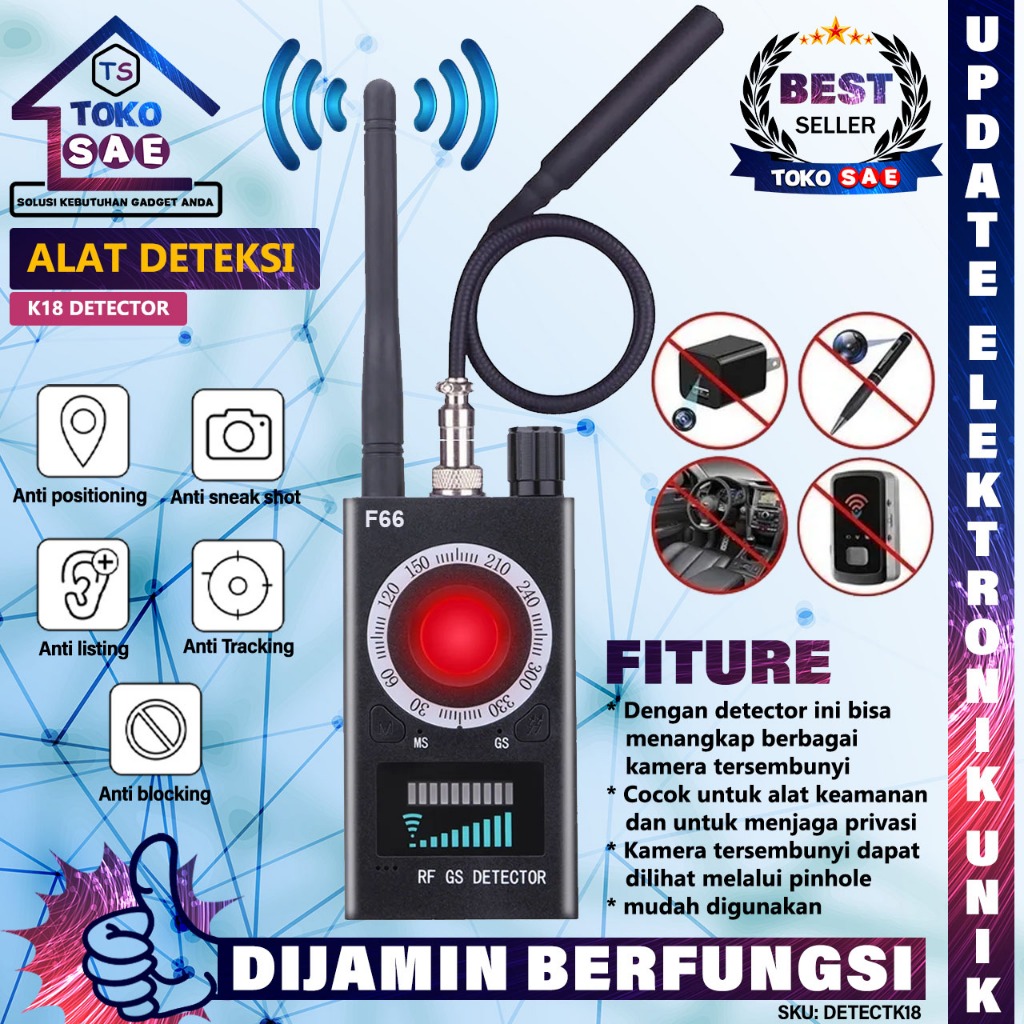 Jual Audio Bug Finder K18 Smart RF Signal Detector Anti Spy Camera Alat ...