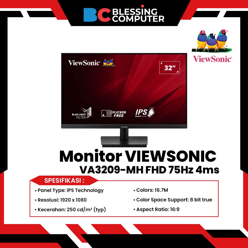 Jual Monitor VIEWSONIC VA3209-MH FHD 75Hz 4ms | Shopee Indonesia