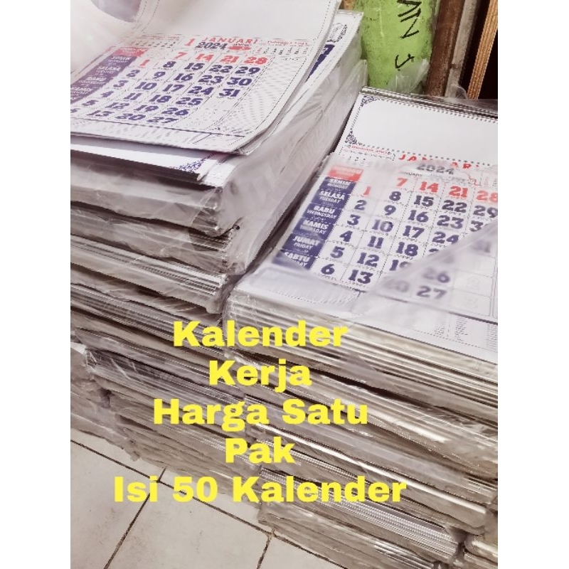 Jual ( SATU PAK 50 PCS ) KALENDER KERJA MEDIUM HVS TAHUN 2024 | Shopee ...