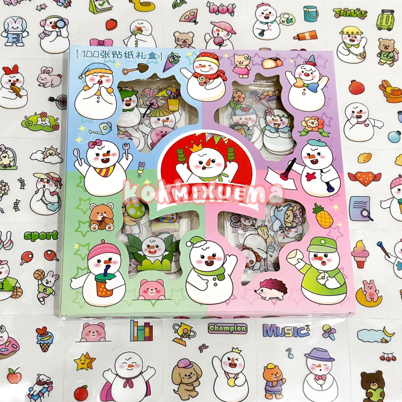 Jual ( KKM ) MIXUE Aesthetic Sticker Box Karakter Snow King Viral ...