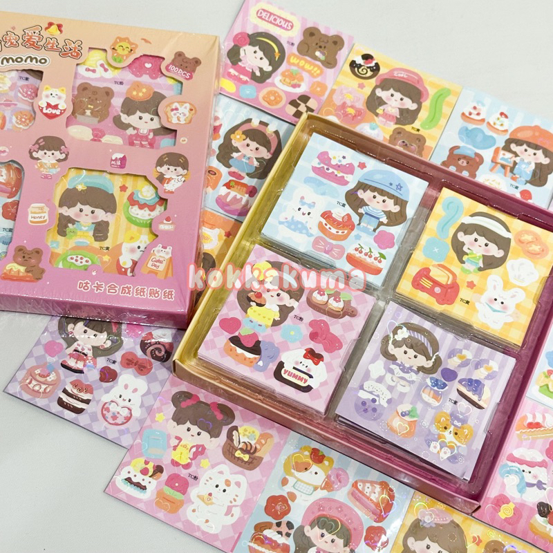 Jual ( KKM ) Sticker Momo Dandan Fashion Hologram Glitter Box isi 100 ...