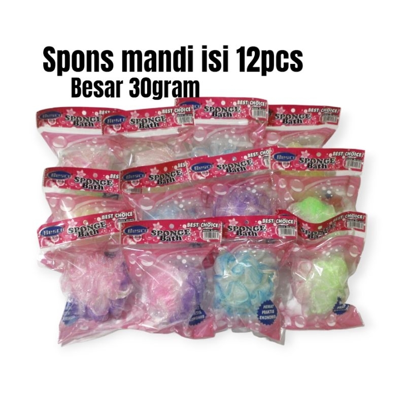 Jual spons mandi besar 30gram isi 12pcs penggosok badan | Shopee Indonesia