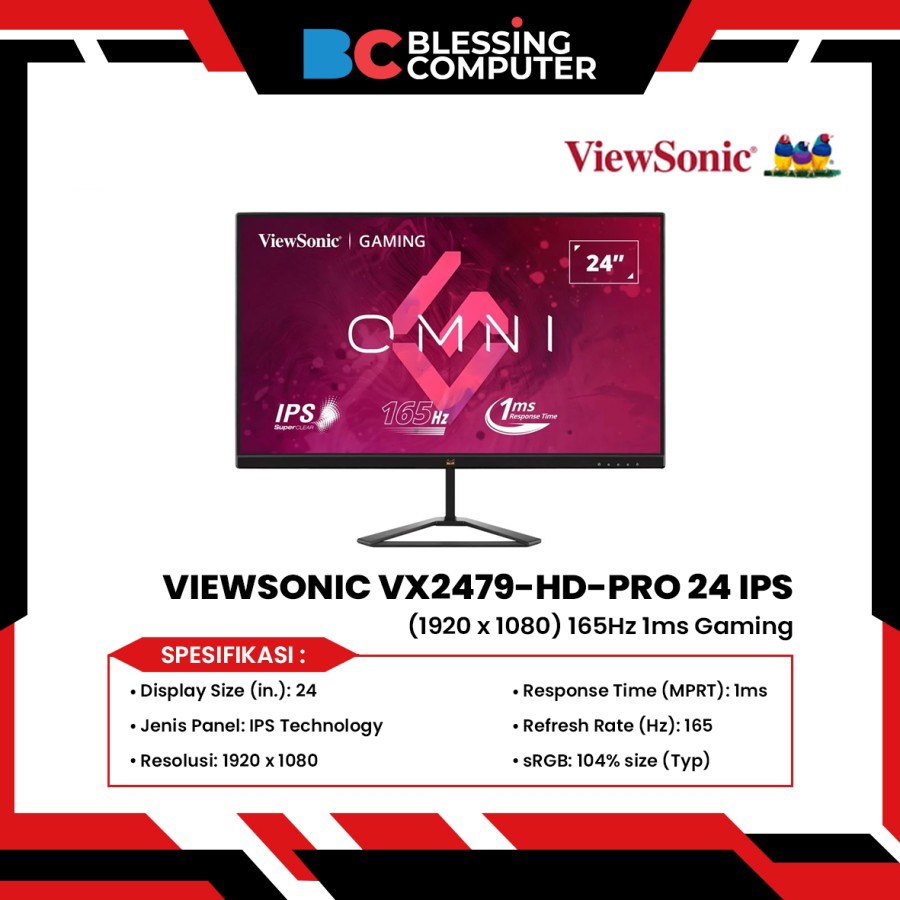 Jual Monitor VIEWSONIC VX2479-HD-PRO 24 IPS (1920 x 1080) 165Hz 1ms ...