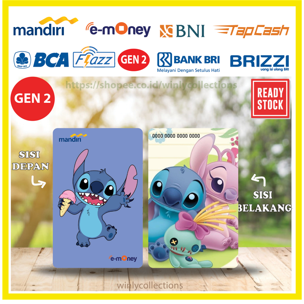 Jual KARTU EMONEY ETOLL ANIME STITCH & PINK ANGEL MANDIRI FLAZZ BCA BNI ...