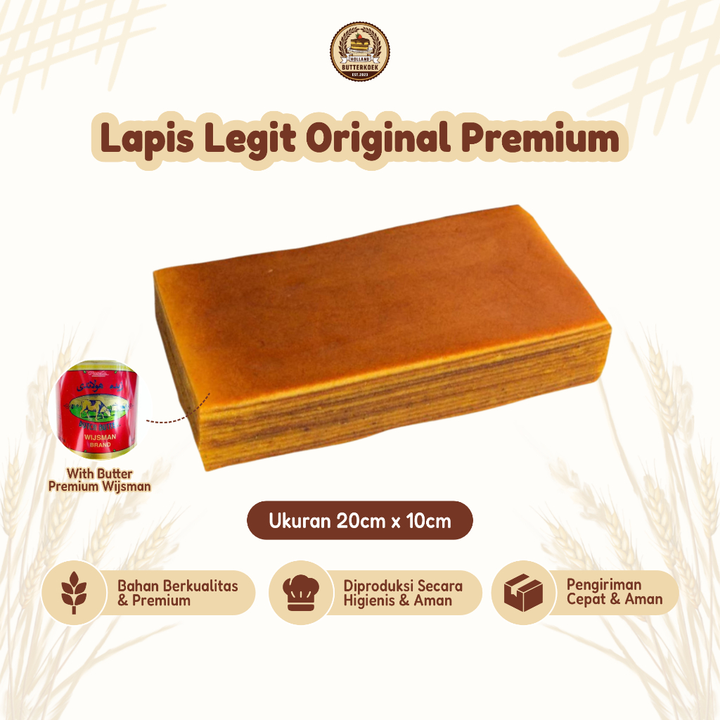 Jual Lapis Legit Premium Rasa Original Moist Full Wisman Butter Ukuran 20cm x 10cm | Shopee ...