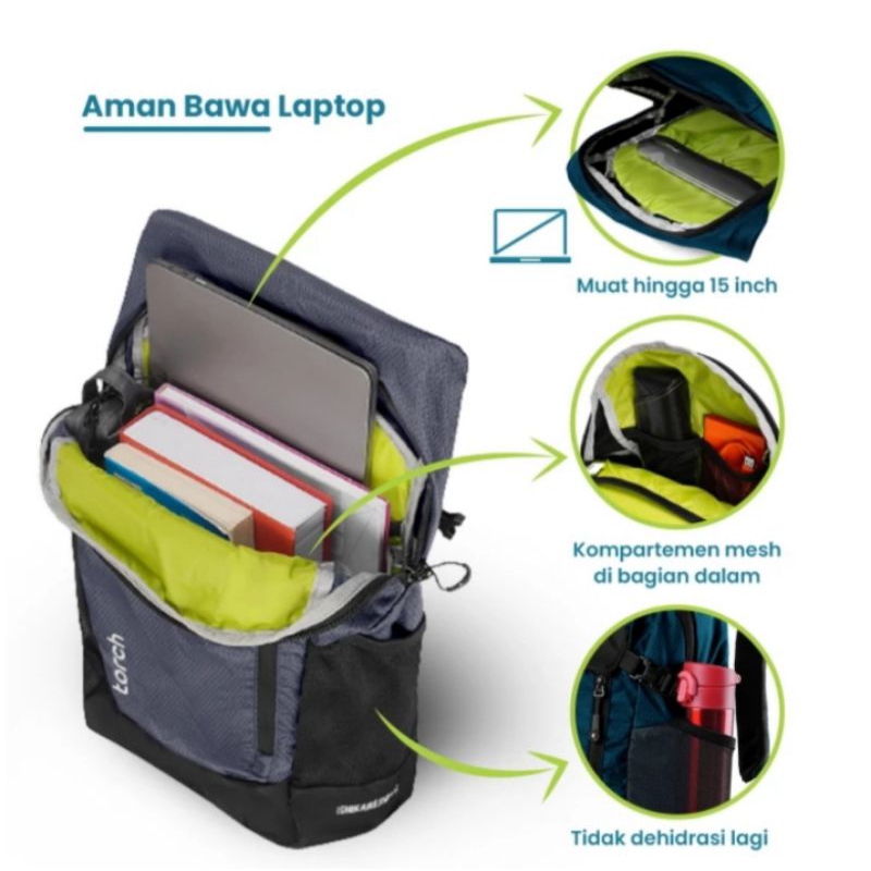 Jual Torch Ishikari Tas Ransel Laptop Sekolah Pria Backpack 22L Rain ...