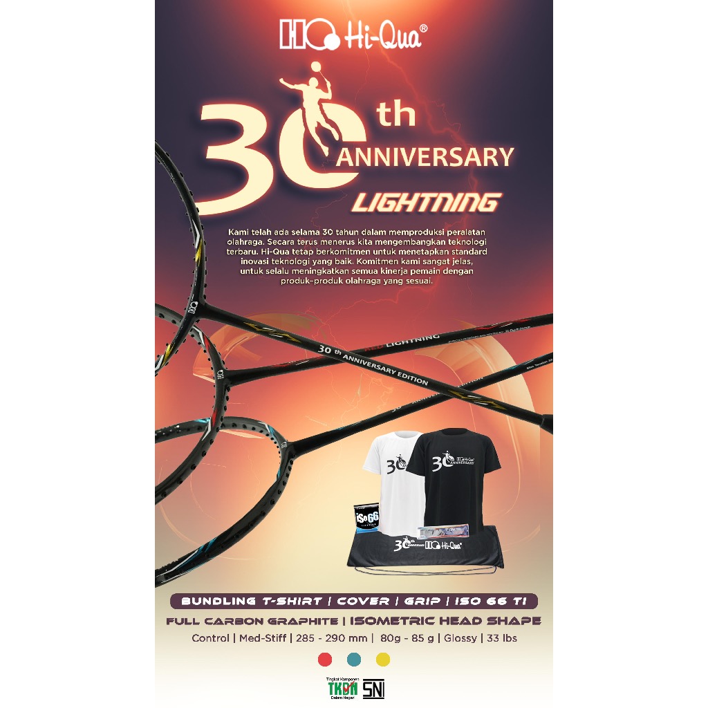 Jual Hi-Qua Raket Badminton Lightning 30th Anniversary Special Edition ...