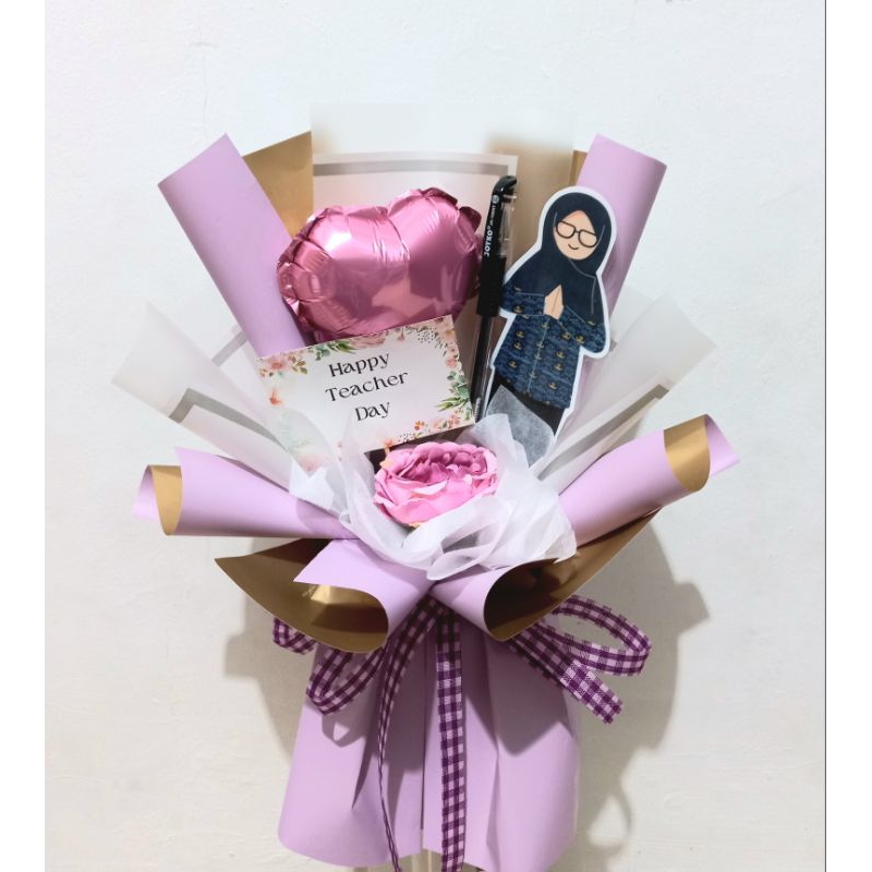 Jual bouquet /bouquet guru/kado guru/bucket/hari guru | Shopee Indonesia