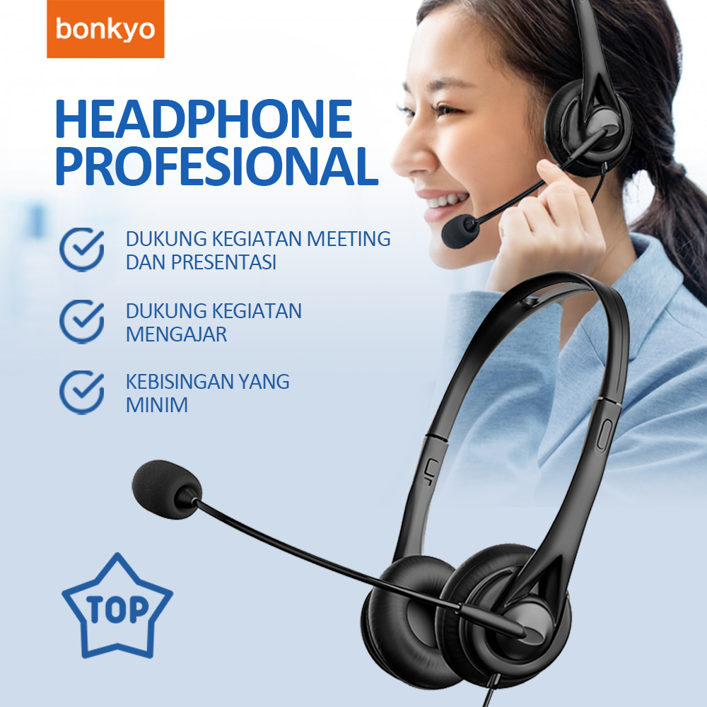 Jual Bonkyo Headphone stereo dengan mikrofon dan single jack 3.5mm ...