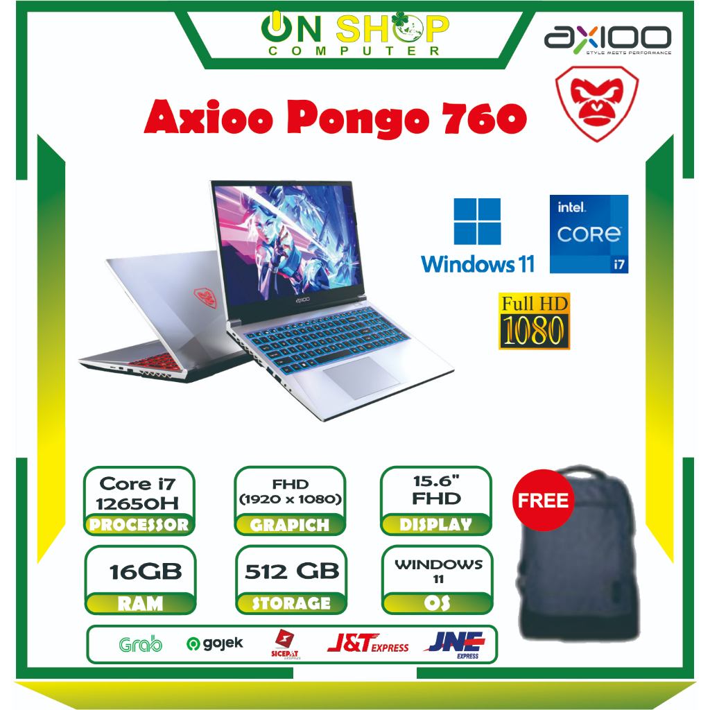 Jual AXIOO PONGO 760 Core I7 RAM 16GB SSD 512GB RTX 4060 W11 FHD Titanium Grey | Shopee Indonesia