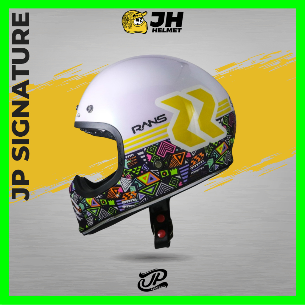 Jual Helm JP Signature Motif Nohea | Rans Pearl White Glossy | Helm ...