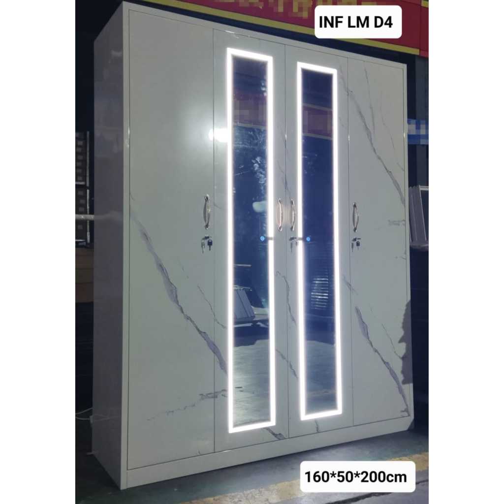 Jual Lemari Pakaian Besi LED 4 Pintu LM D4 | Shopee Indonesia