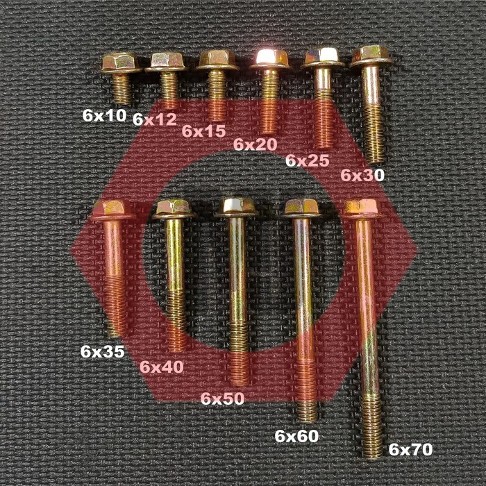 Jual Flange Bolt M6x60 / Baut Topi Kuning M6 Kunci 10 | Shopee Indonesia
