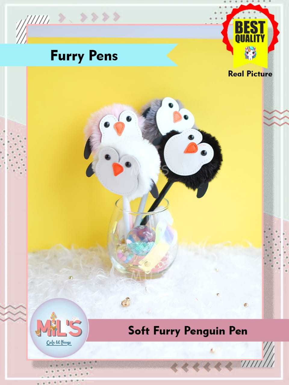 Jual [ CUTE MIL'S ] BOLPEN ALAT TULIS SOFT FURRY PENGUIN PEN BOLPOIN ...