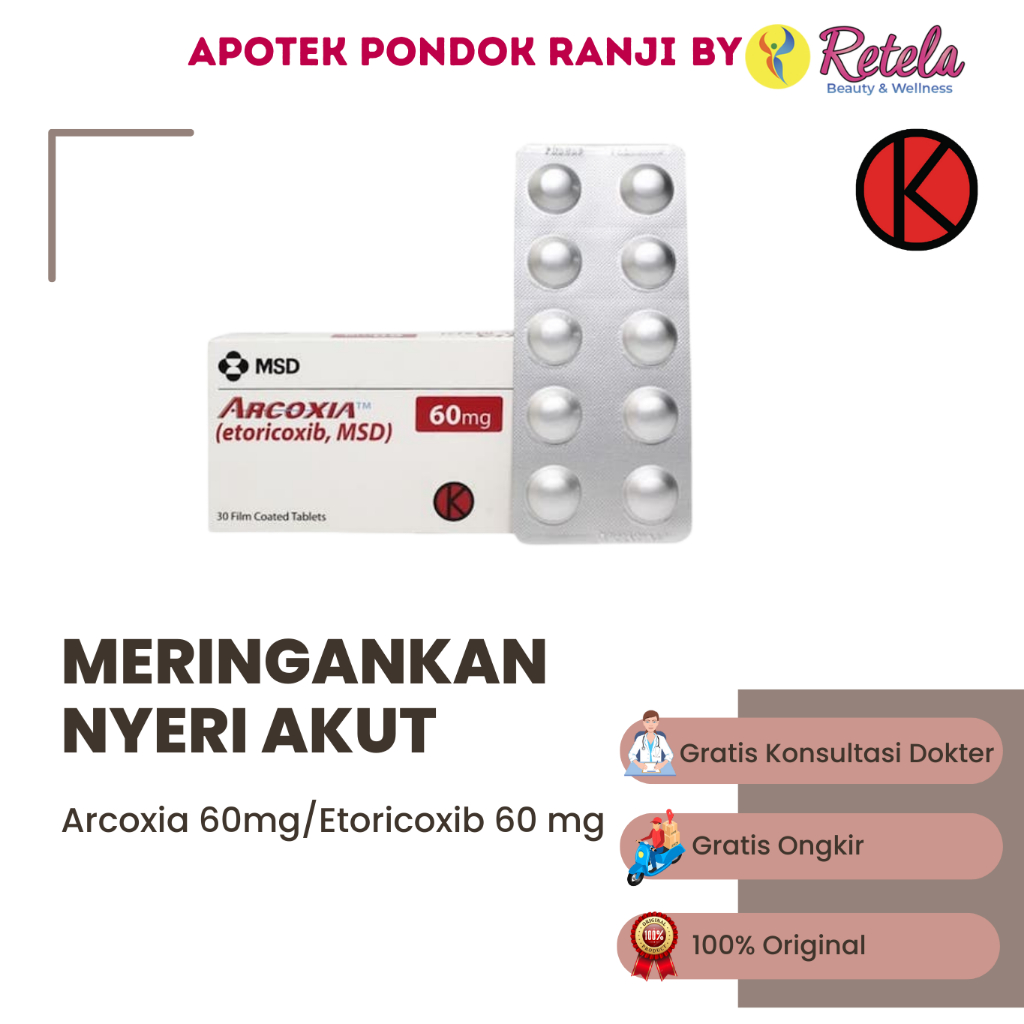 Jual Arcoxia 60mg 1 Strip 10 Tablet/ Pereda Nyeri/ Sakit Gigi ...