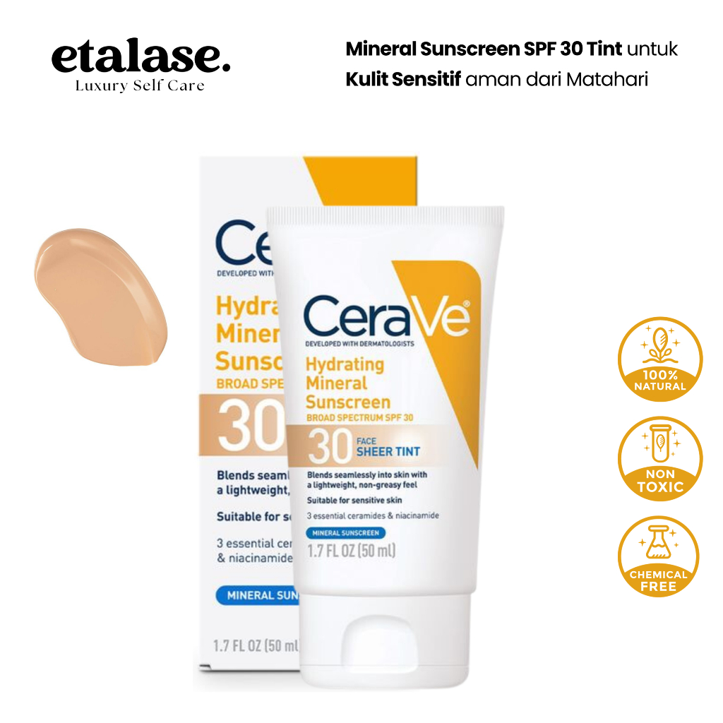 Jual CeraVe Hydrating Mineral Tinted Sunscreen Broad Spectrum SPF 30 50 ...