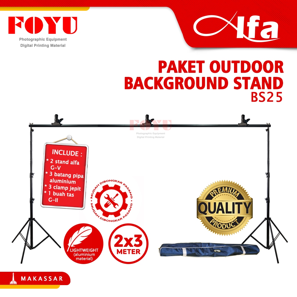 Jual Paket Outdoor Background Backdrop Stand Standing Pipa Portable 2x3 ...