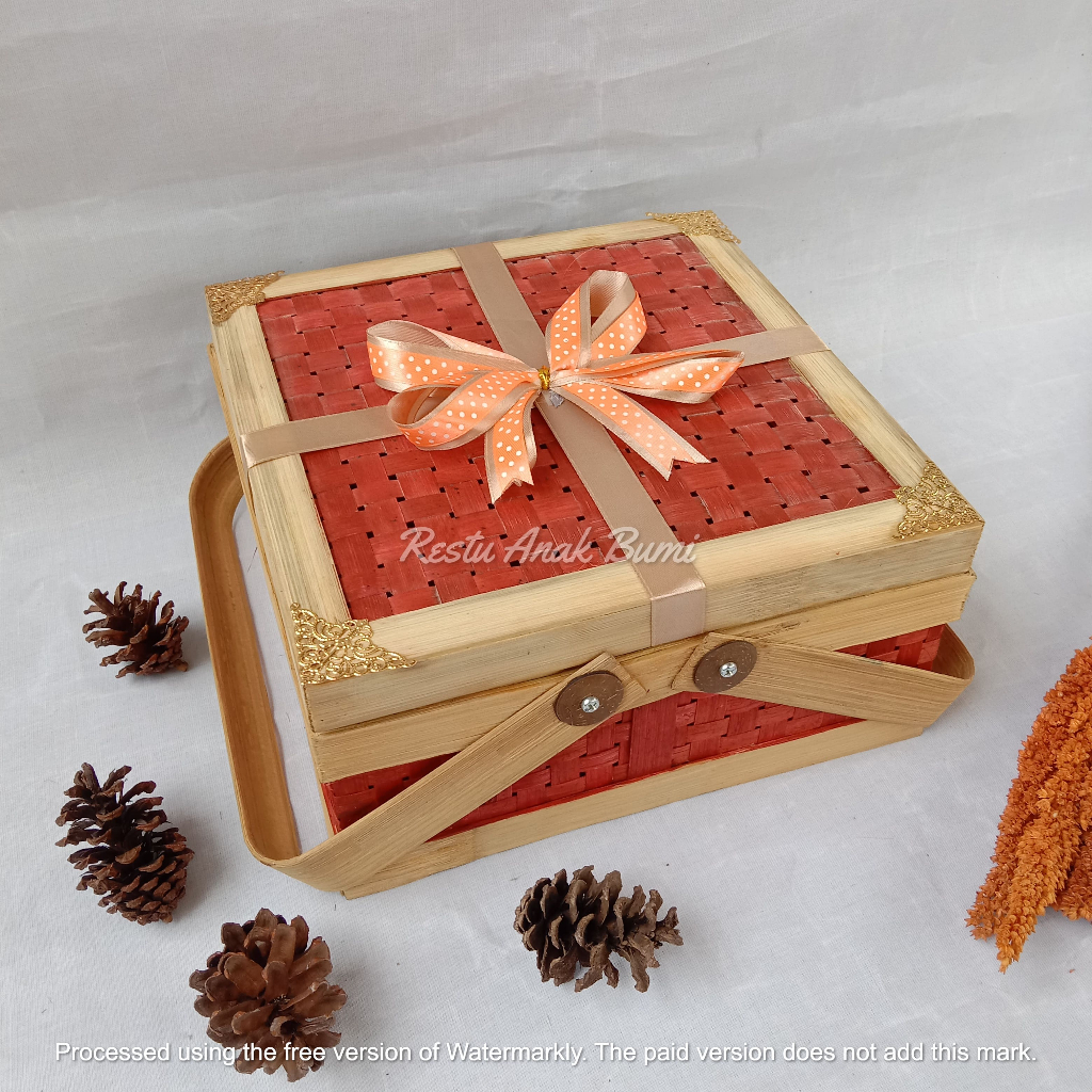 Jual ( R25 ) Rantang Merah Pita Ukiran Emas 20cm dan 25cm| rantang ...