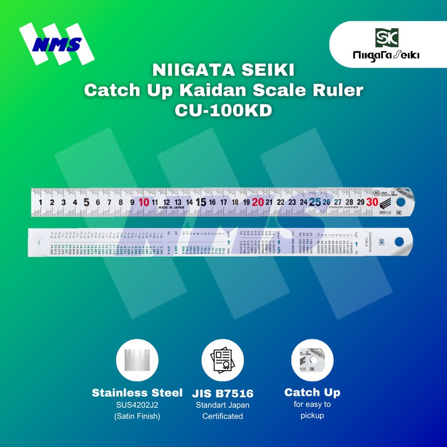 Jual Penggaris Niigata Seiki CU-100KD Catch Up Stainless Ruler Kaidan ...
