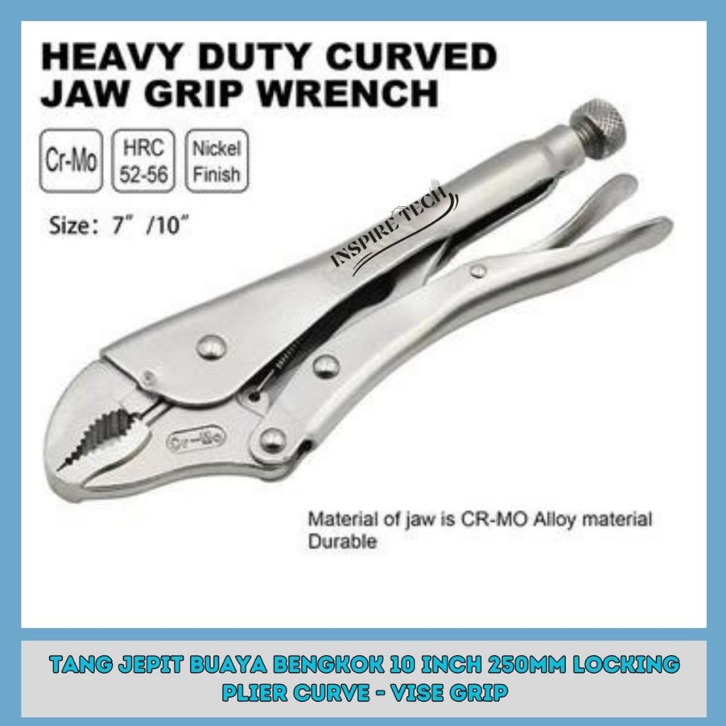 Jual Tang Jepit Buaya bengkok 10 inch 250MM Locking plier curve - Vise ...