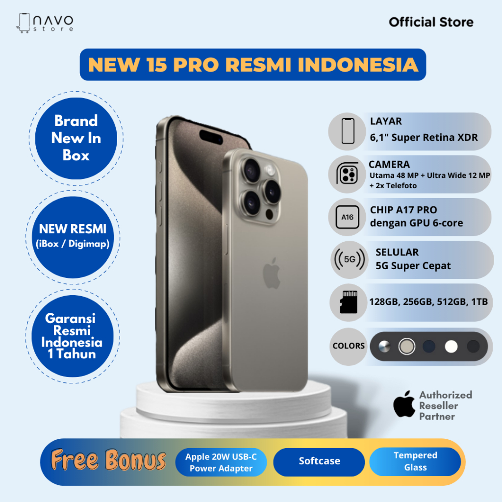 Jual Smartphone New iP 15 Pro 128GB 256GB 512GB 1TB Resmi Indonesia ...