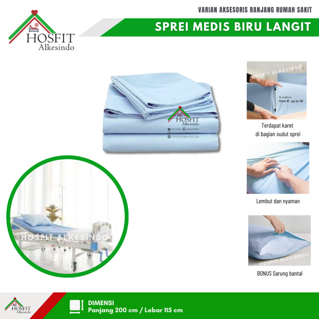 Jual Seprei Bed Pasien + Sarung Bantal untuk Bed Pasien Rumah Sakit ...
