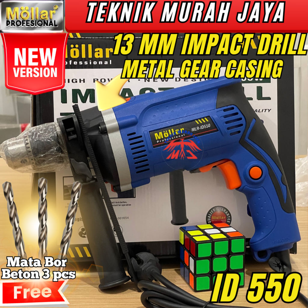 Jual MOLLAR ID550 Mesin Bor Tembok Beton Listrik 13mm Impact Drill 500 Watt ID 550 ID500 ID 500 ...