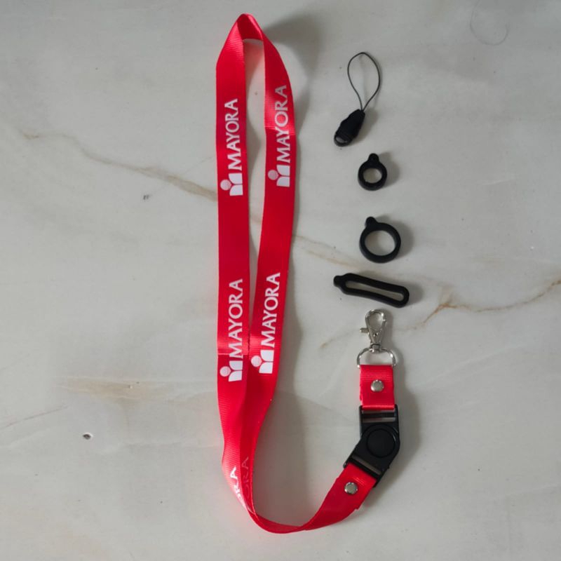 Jual TALI LANYARD MAYORA / LANYARD MERAH MAYORA Premium lanyard hitam ...