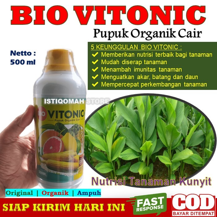 Jual Pupuk Nutrisi Tanaman Kunyit Pupuk Organik Cair POC BIO VITONIC isi 500ML Menguatkan Akar ...