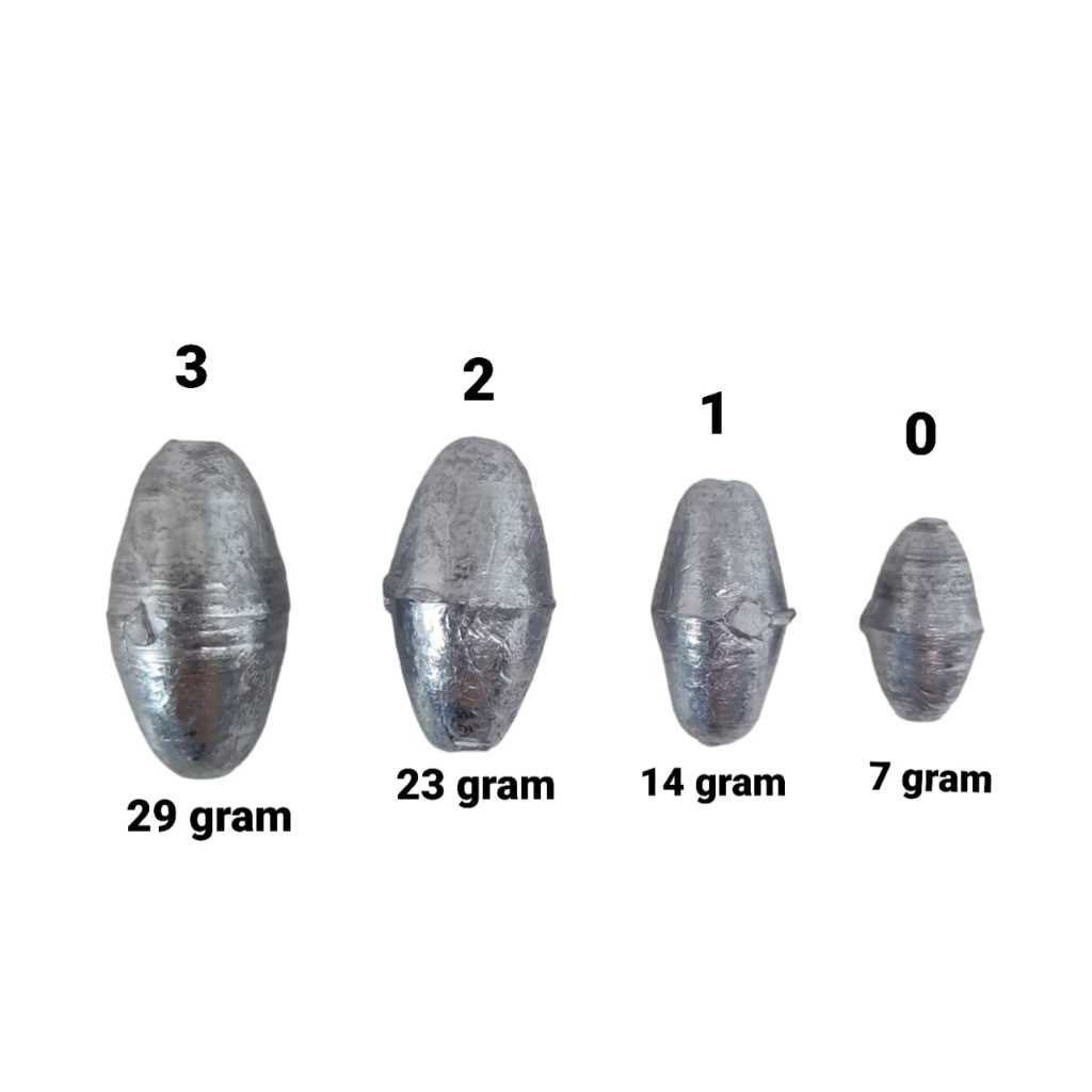 Jual Timah Pemberat Pancing Melinjo Per Biji Ukuran 0-3/6-28 Gram ...