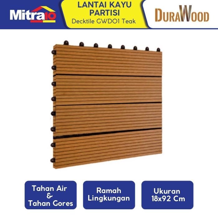 Jual Durawood Lantai Kayu Partisi Decktile GWD01 Teak 31x31x2.2 Cm Coklat | Shopee Indonesia