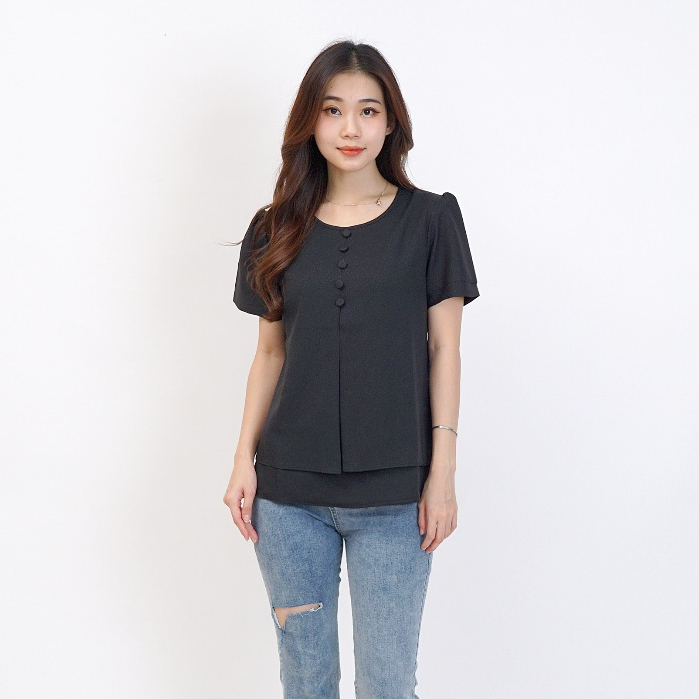Jual Atasan Wanita blouse Polos Lengan Pendek 053 Mrs2 | Shopee Indonesia