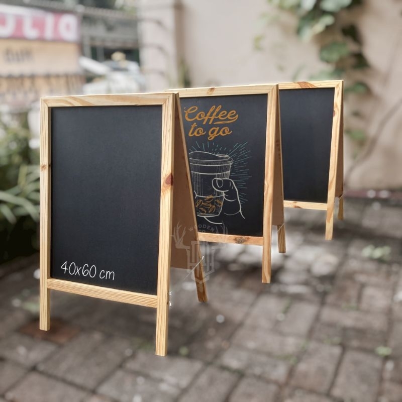 Jual Papan Tulis Kapur Standing 2 Muka Blackboard Kayu Papan Menu Cafe ...
