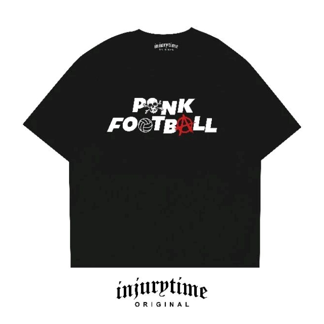 Jual T-SHIRT PUNK FOOTBALL INJURYTIME Black Katun 24s Kaos Bola Pria ...