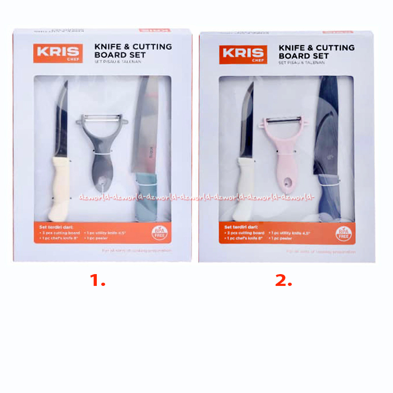 Jual Krischef Knife & Cutting Board Set Alat Pisau Talenan Parut 1set ...