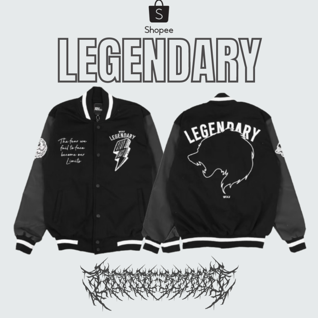 Jual Jaket Varsity Leather Wolv Legendary | Varsiti Jacket Pria | Jeket ...