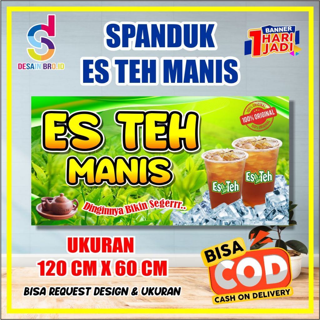 Jual SPANDUK/BANNER ES TEH MANIS ( BISA CUSTOM ) UKURAN 120X60 CM ...