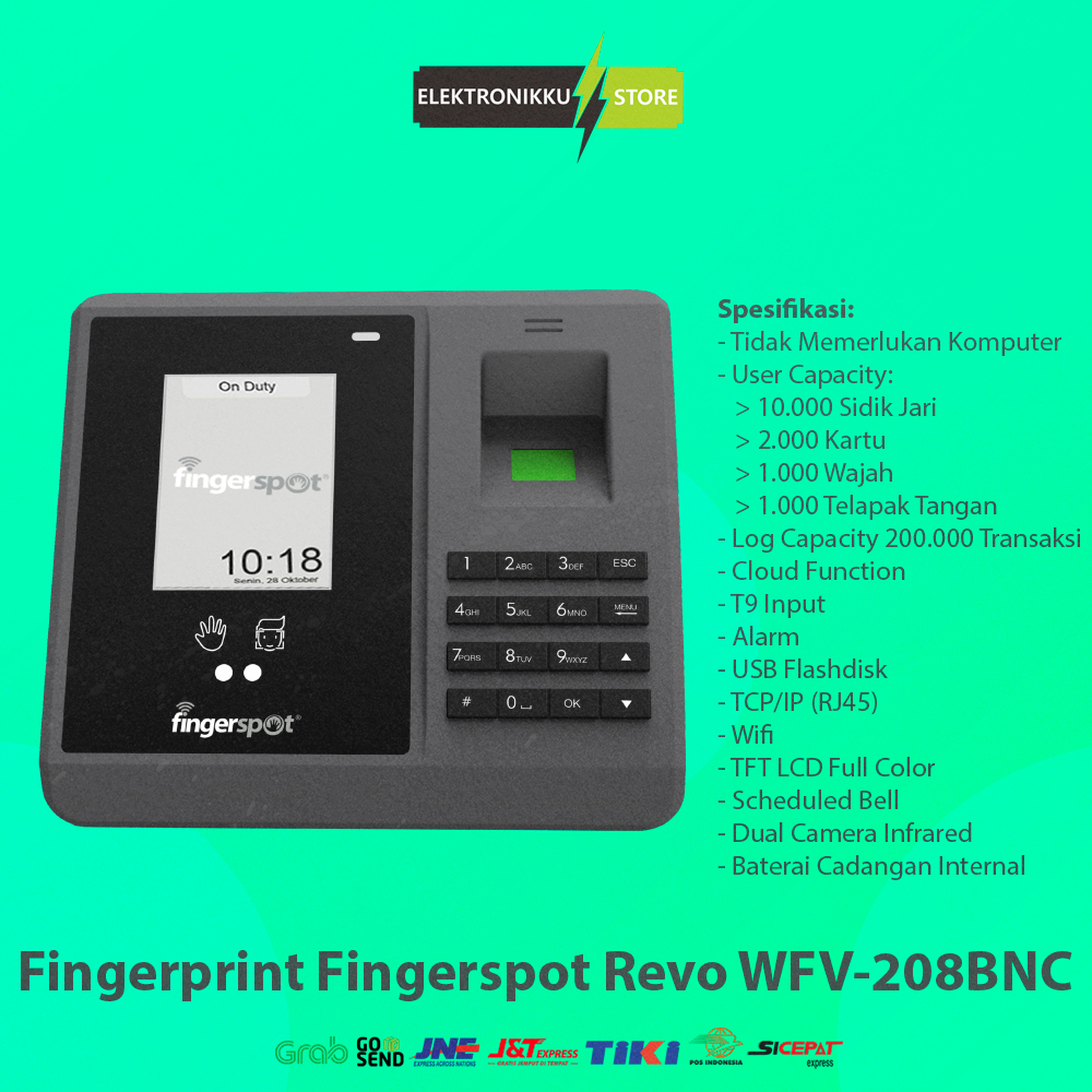 Jual Mesin Absensi Fingerprint Fingerspot Revo WFV-208BNC Sidik Jari ...