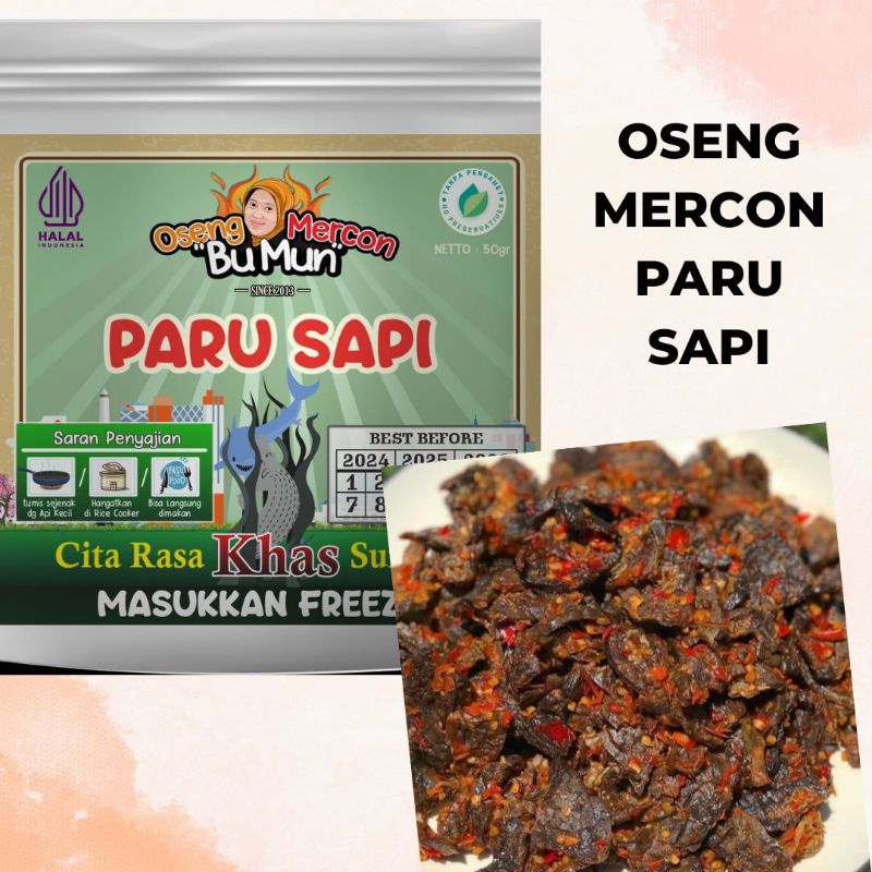 Jual OSENG MERCON BU MUN /cumi/paru/daging sapi/tuna suwir/udang ...