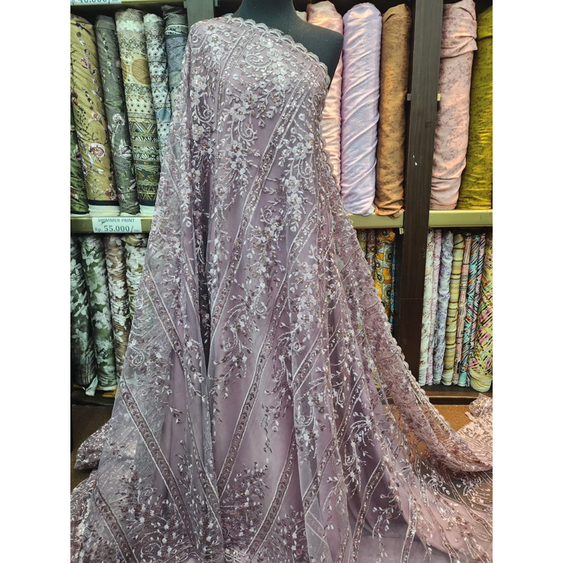 Jual TULLE SEQUIN ETHNIC/BAHAN KAIN TULLE BORDIR PAYET/KAIN TILLE ...